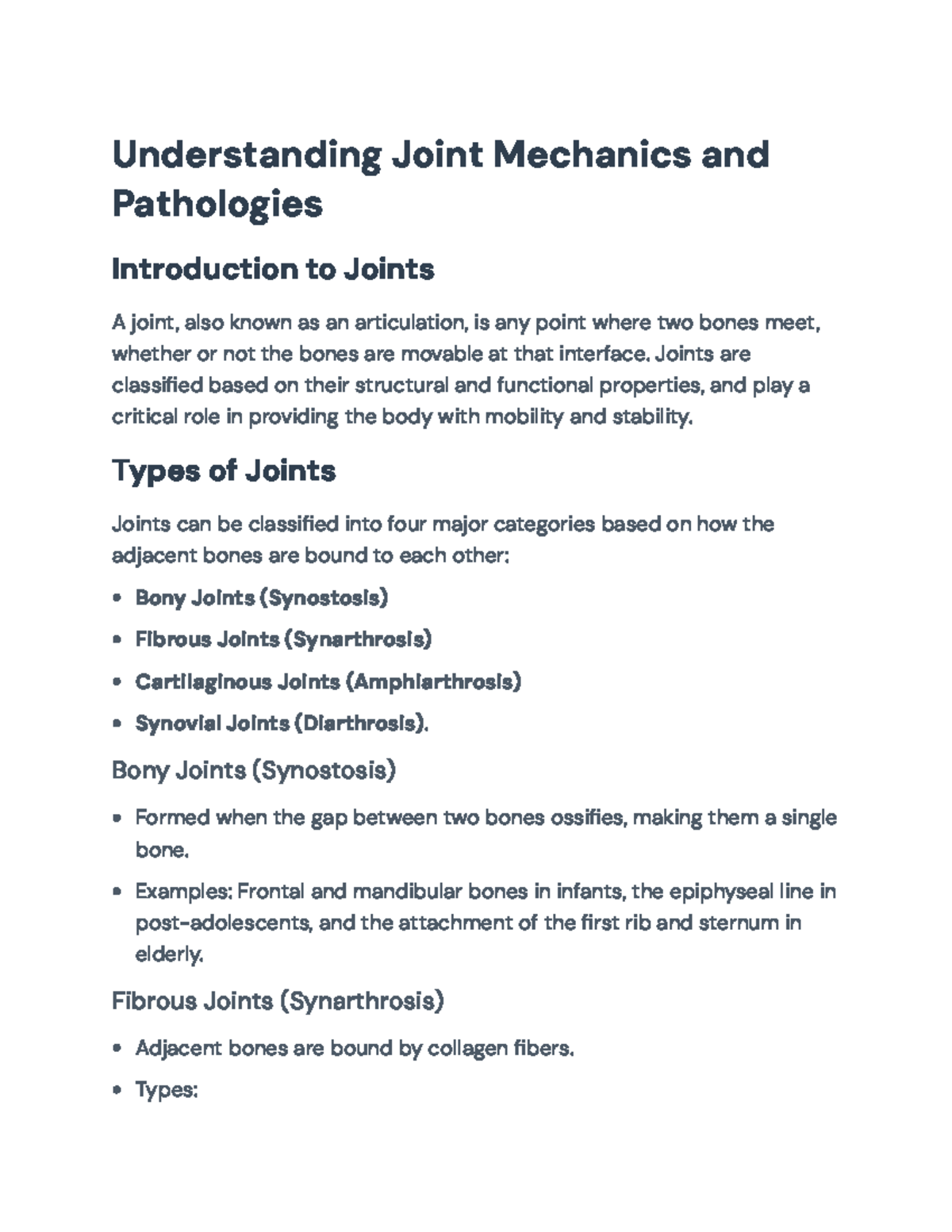 Understanding Joint Mechanics and Pathologies: Types and Disorders ...