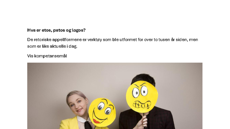Etos, Patos og Logos: Retoriske Appellformer i Kommunikasjon - Studocu