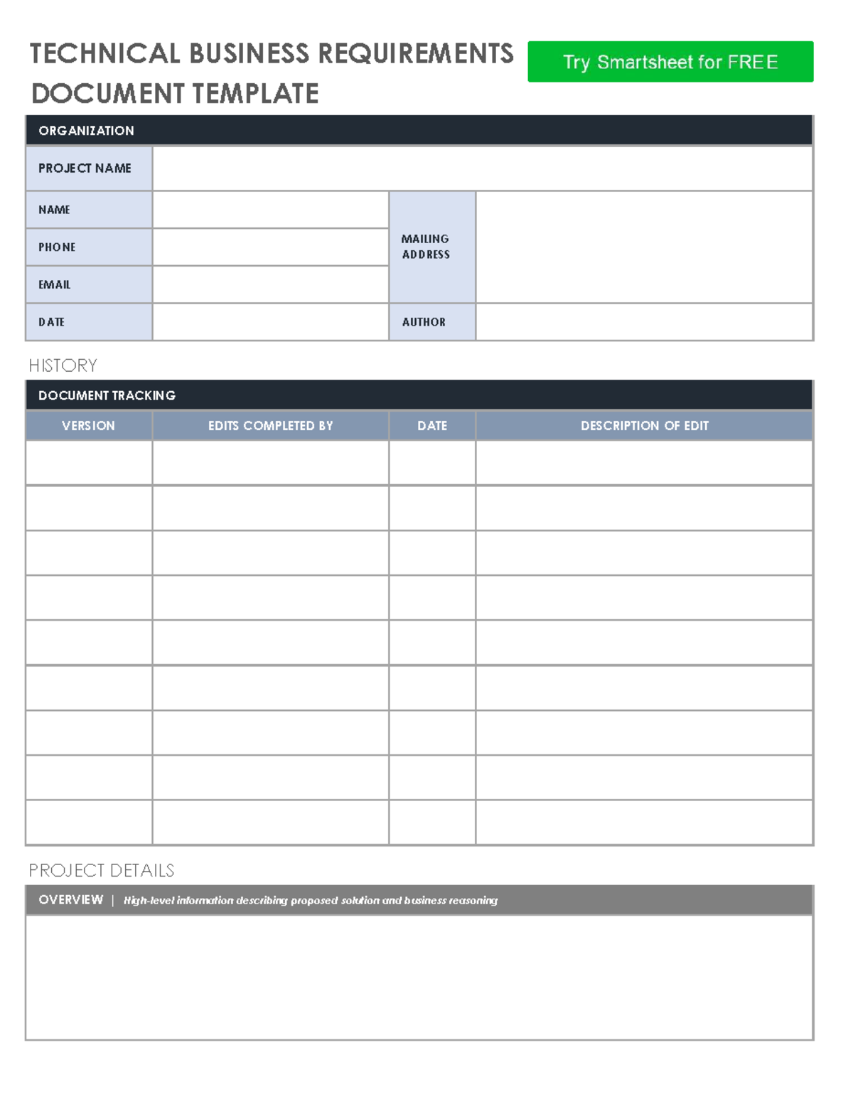 IC Technical Business Requirements Document Template - Studocu