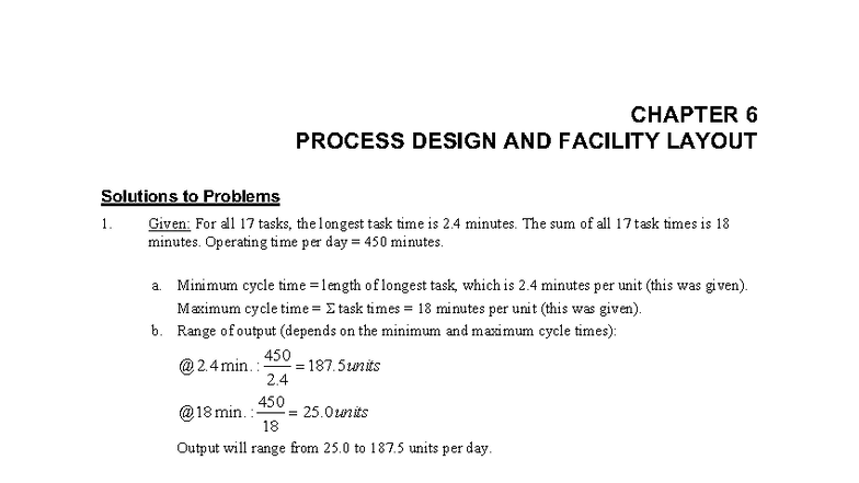 Ch 6 Process Design & Facility Layout Solutions - SCM 8ce - Studocu