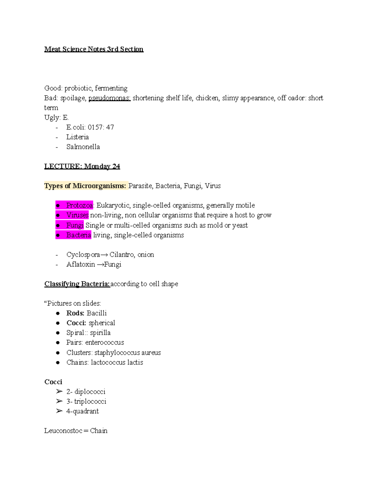 Meat Science Notes 3rd section - Meat Science Notes 3rd Section Good ...