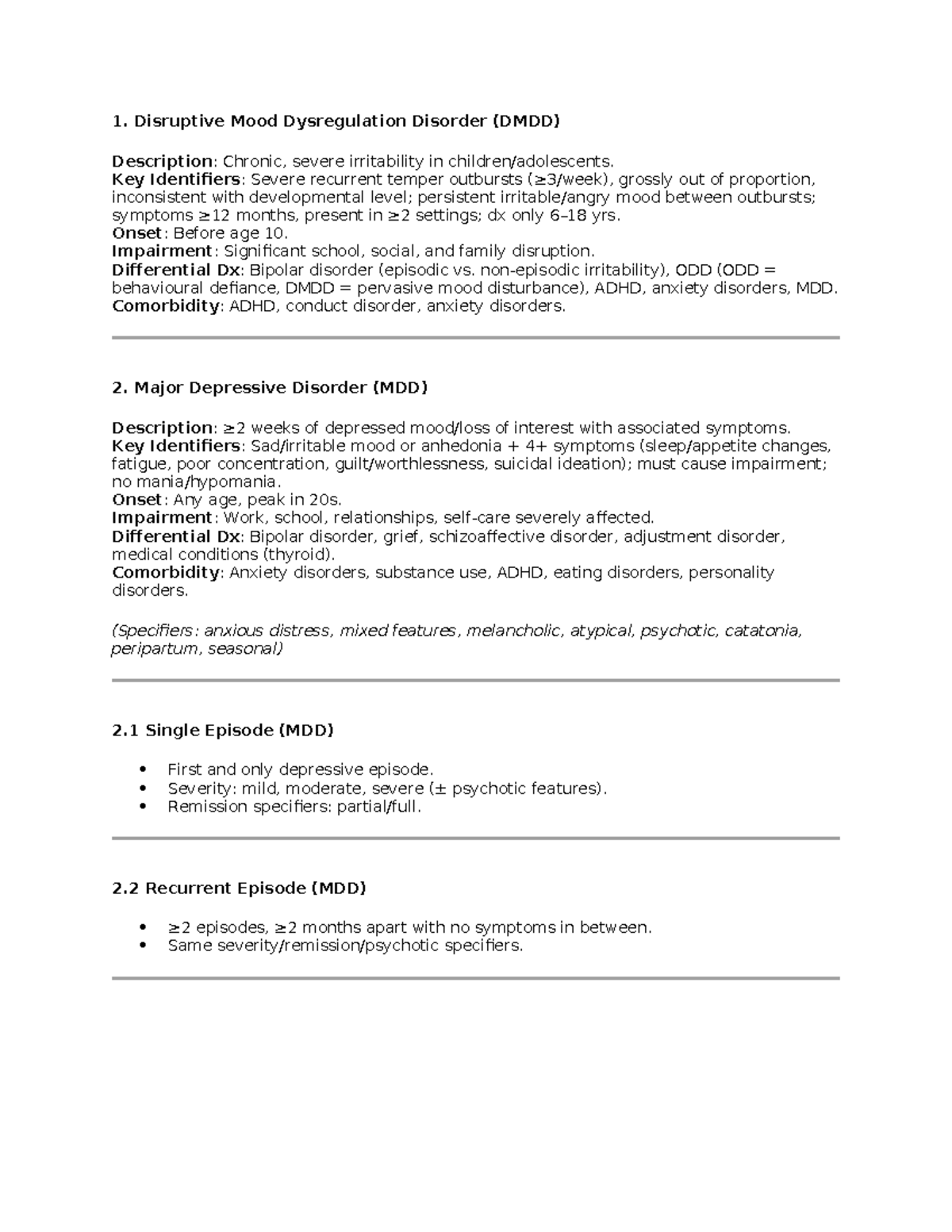 Depressive Disorders Overview: DSM Criteria & Key Identifiers - Studocu