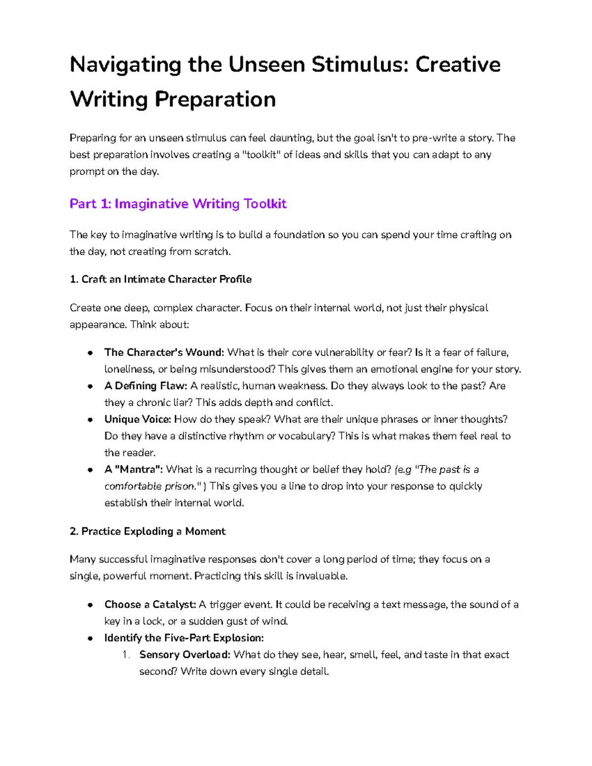 Reading to Write: Exam Prep for Creative Writing Techniques - Studocu