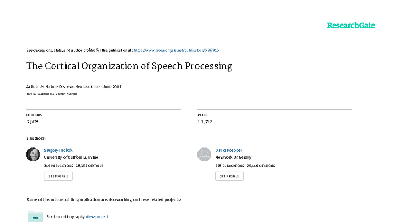 The Cortical Organization of Speech Processing: A Dual-Stream Model ...