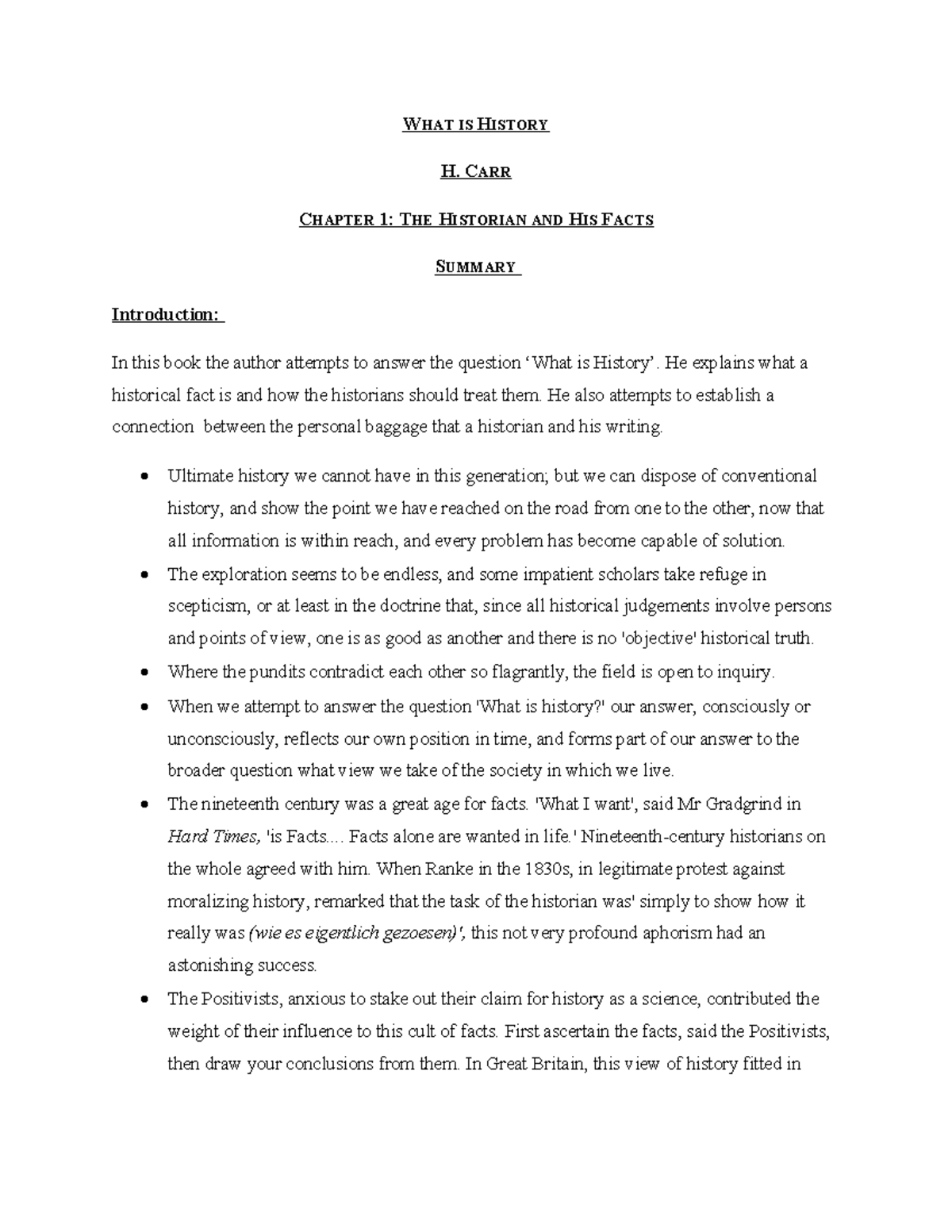 H. Carr's "What is History?" Chapter 1 Summary: The Historian & Facts ...