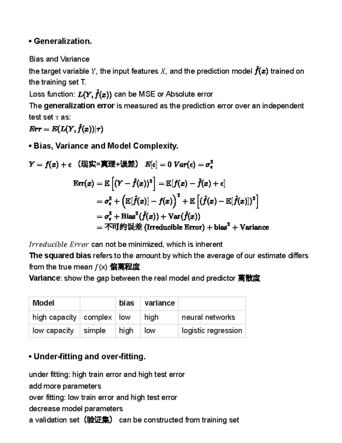 Performance Evaluation: Bias, Variance, and Generalization in ML - Studocu