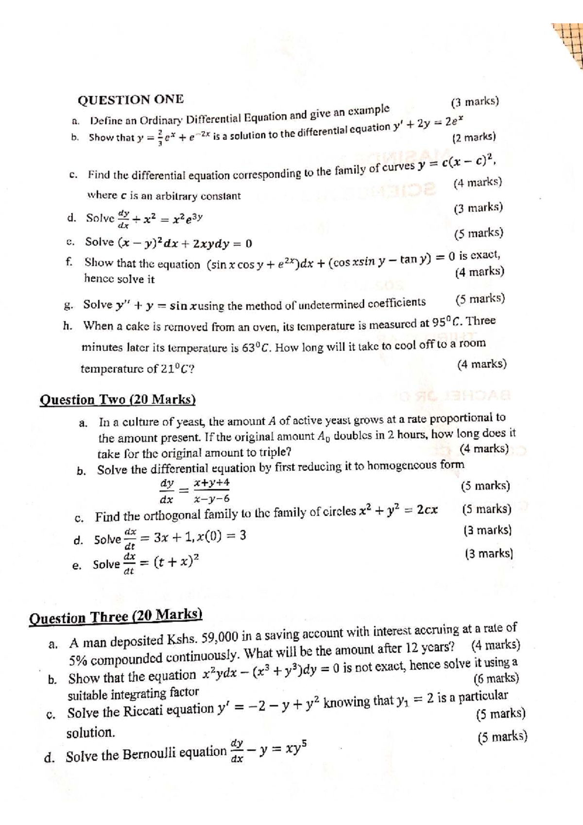 Ordinary Differential Equations: Concepts & Solutions (MATH 101) - Studocu