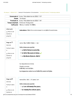 Cuestionario. Actividad formativa 4 Description - Actividad formativa 4. Mi campus Módulo 6 G21 ...
