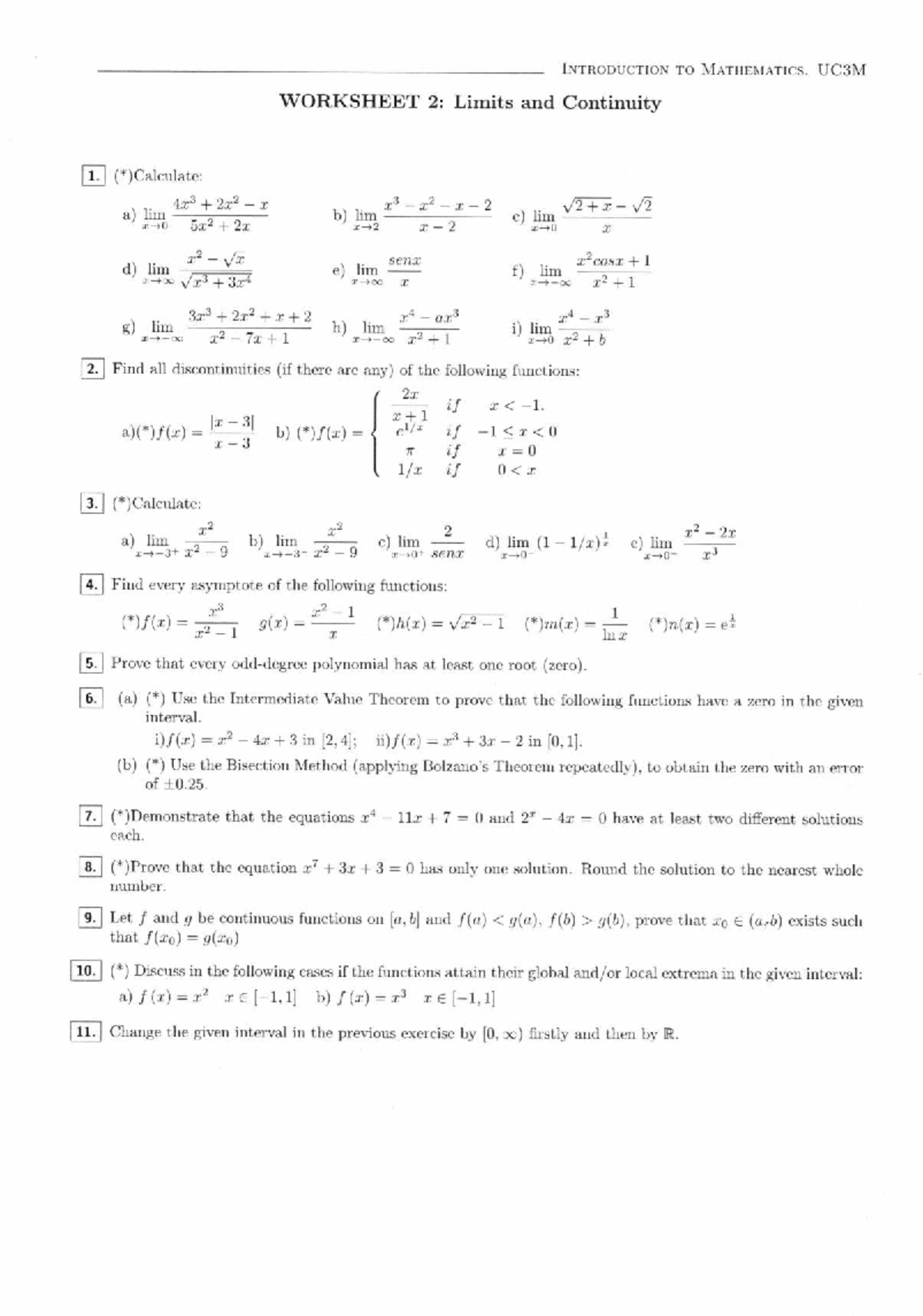 Limits and Continuity - UC3M Worksheet 2 Notes - Studocu