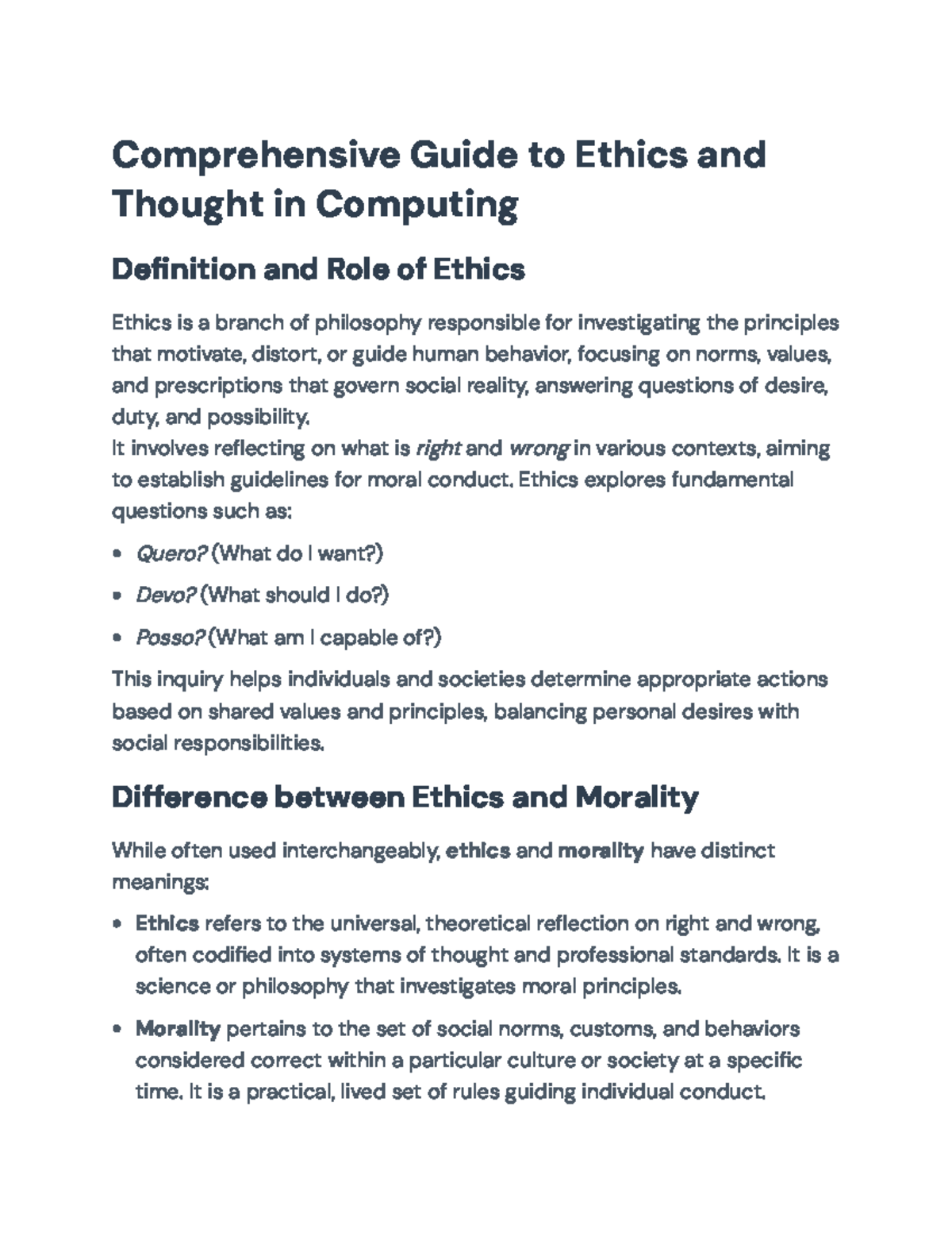 Comprehensive Guide to Ethics and Computational Thinking in CS 101 - Studocu