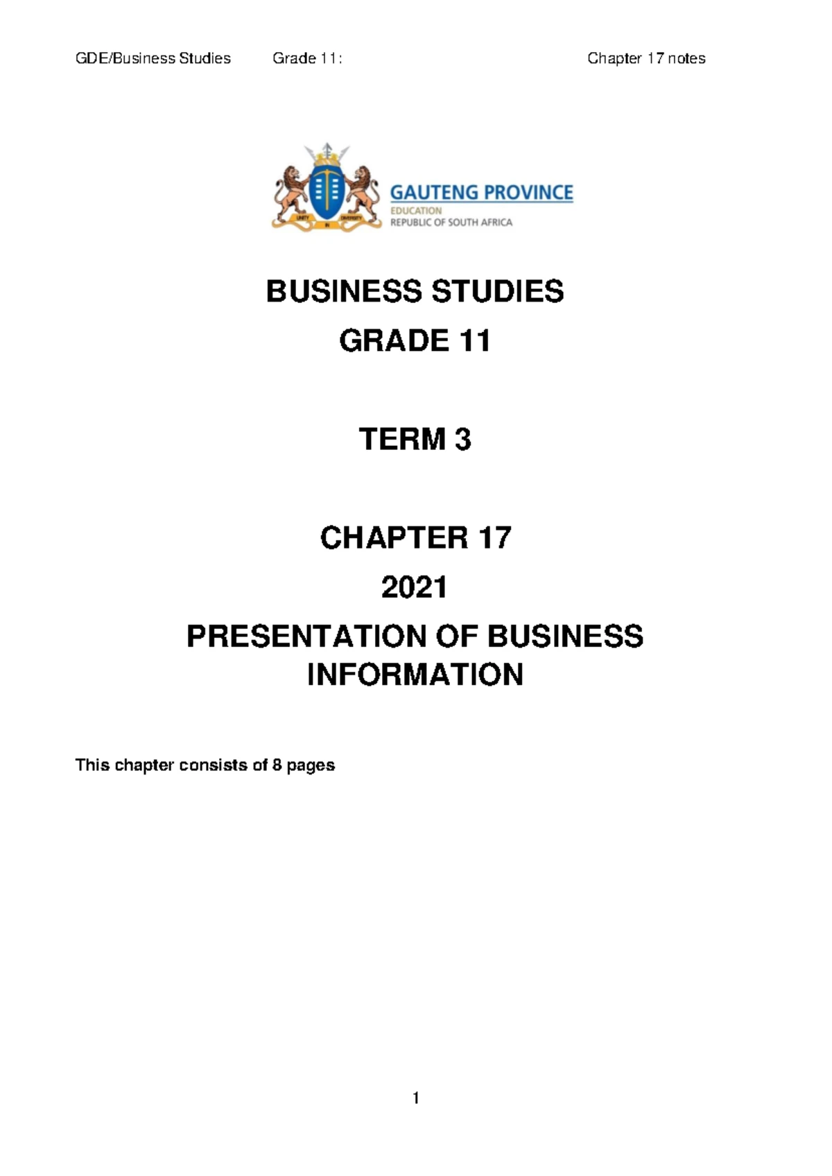2021 Business Studies Grade 11 Notes TERM 3 Entrepreneurial Qualities ...
