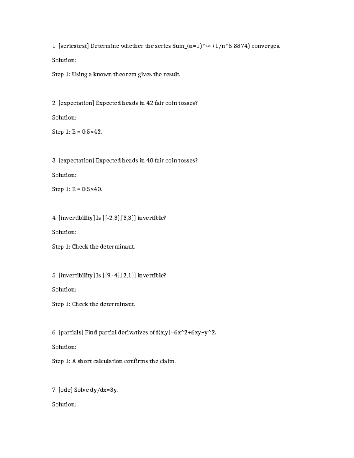 Math 3014 & 3018 - Convergence, Coin Tosses, and Invertibility ...