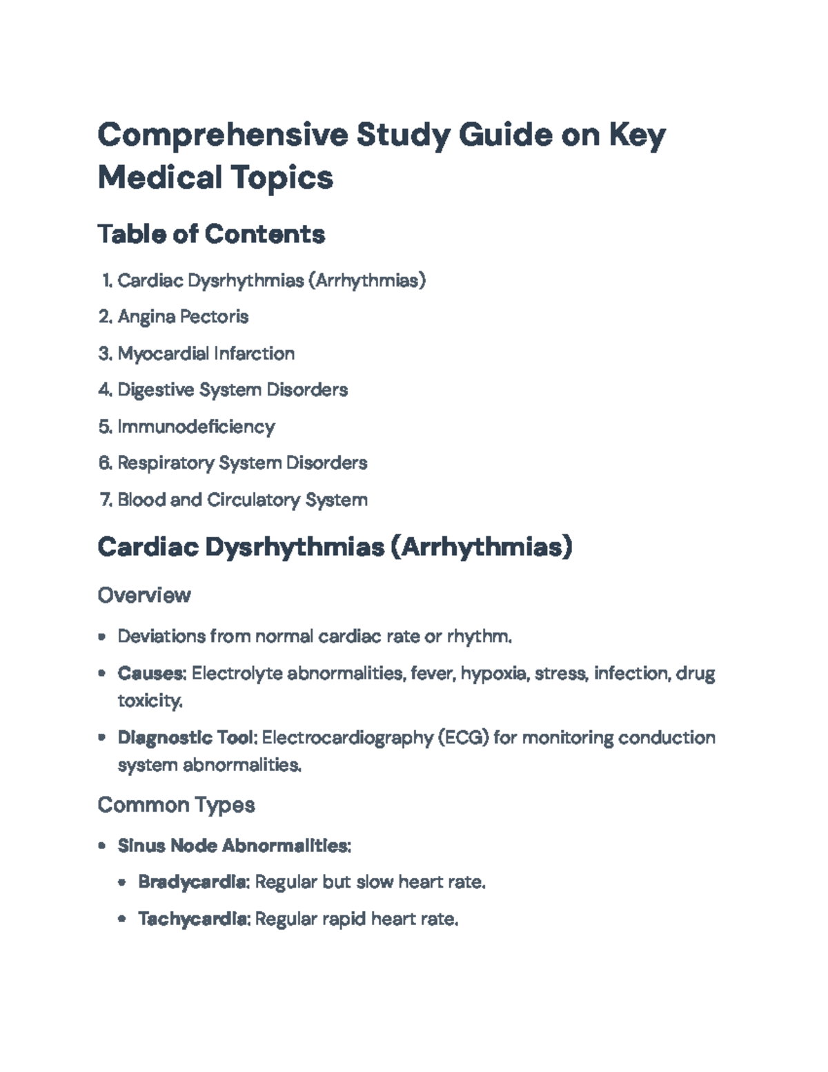 Comprehensive Medical Study Guide: Key Topics and Disorders ...
