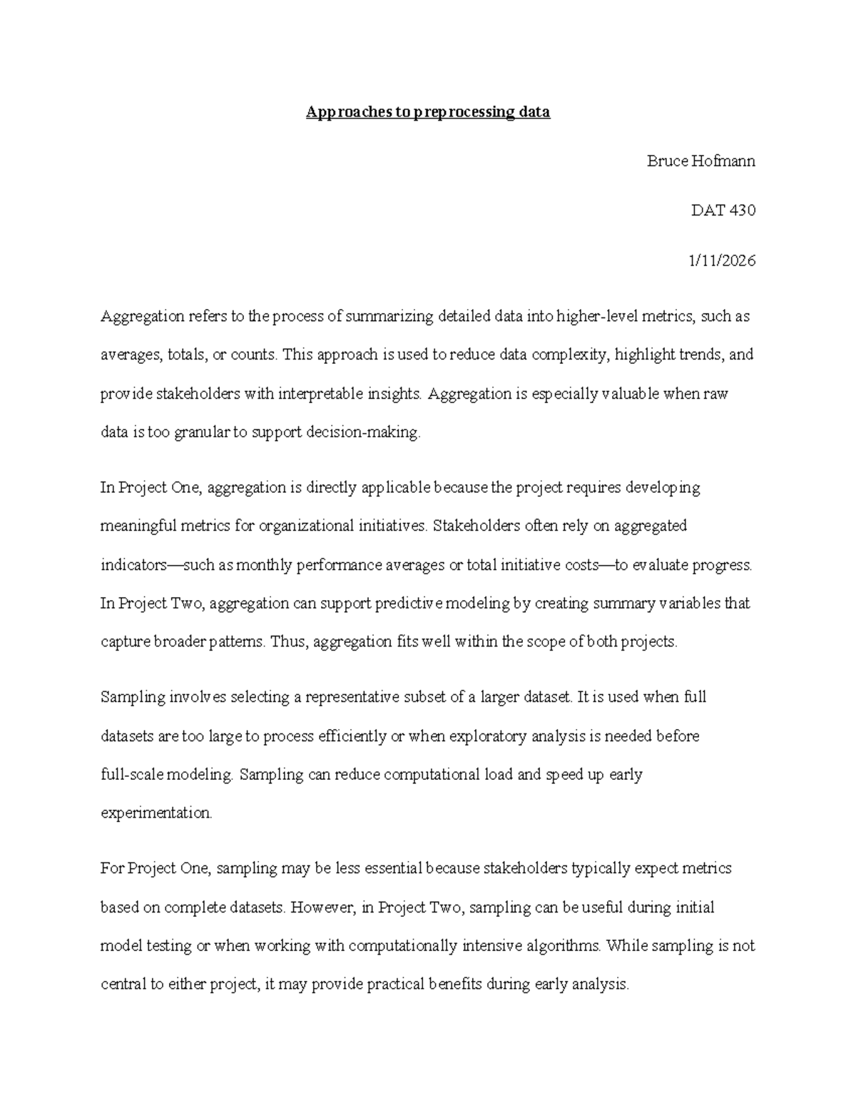 Preprocessing Techniques for Data Analysis in DAT 430 Projects - Studocu