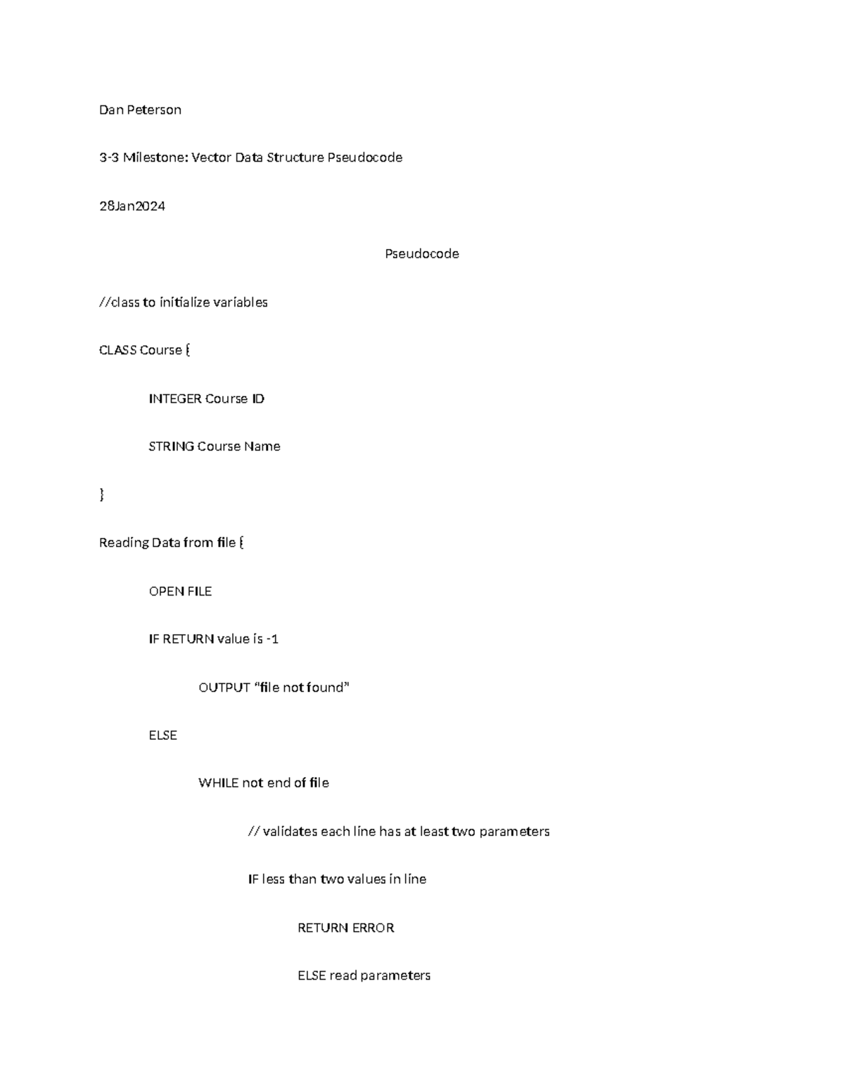 3-3 Milestone: Pseudocode for Vector Data Structure Creation - Studocu