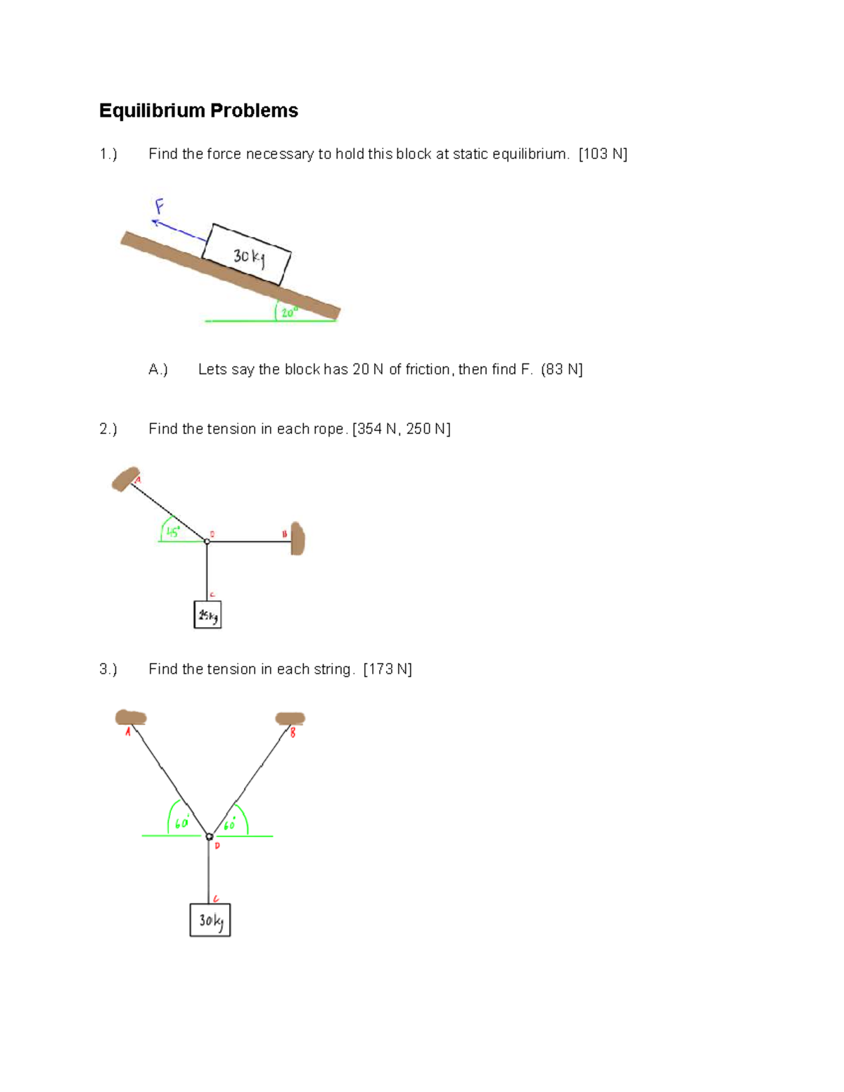 5 - Equilibrium Problems - AP Physics 1 - Final Review - Studocu