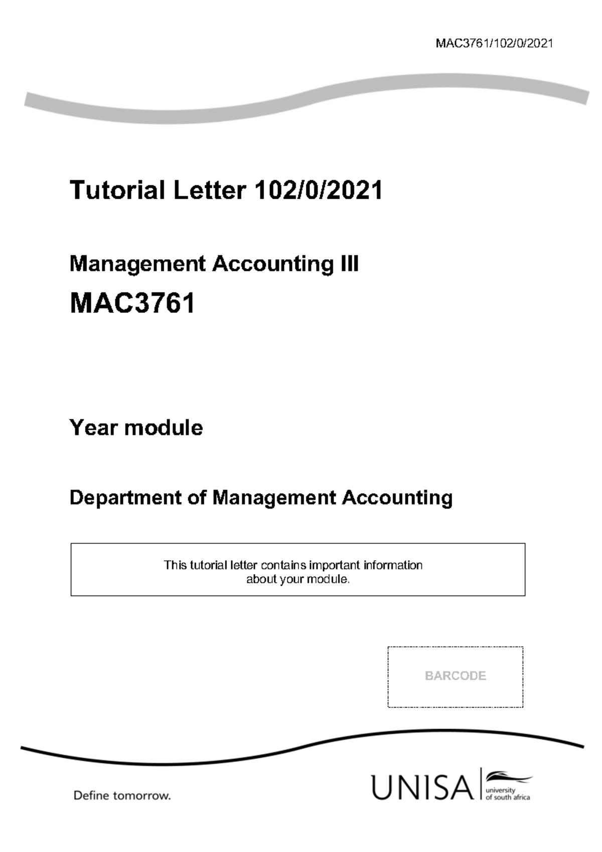 Study guide for 2021 - MAC3761/102/0/202 1 Tutorial Letter 102/0/202 1 ...