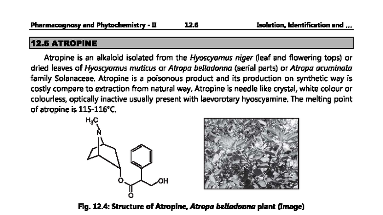 Isolation of Atropine from Belladonna Plant - Pharmacognosy II - Studocu