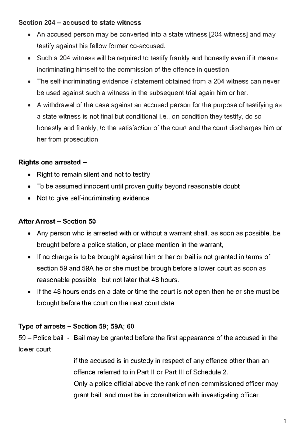 CPA - Section 204 Accused and State Witnesses Exam Notes - Studocu