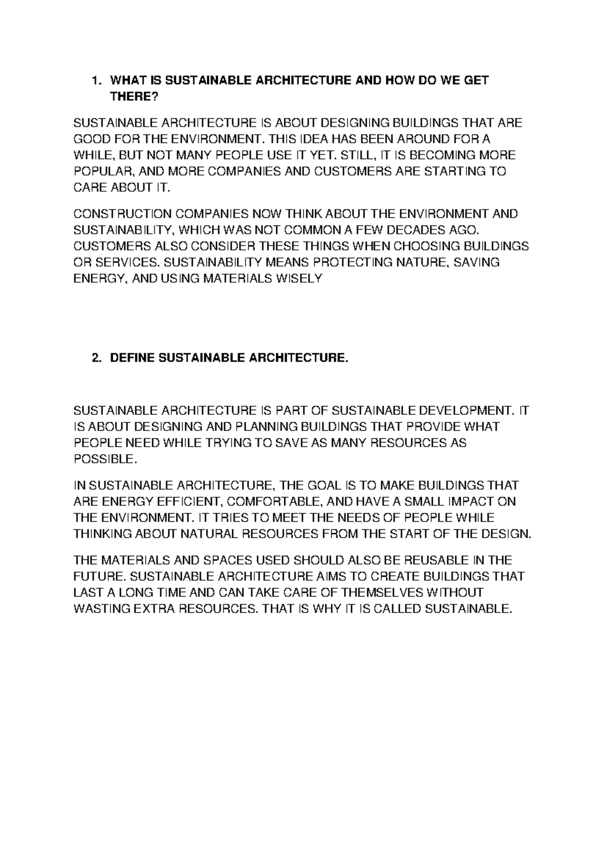 Sustainable Architecture: Key Concepts and Strategies for AD 5 Space Planning 2 - Studocu