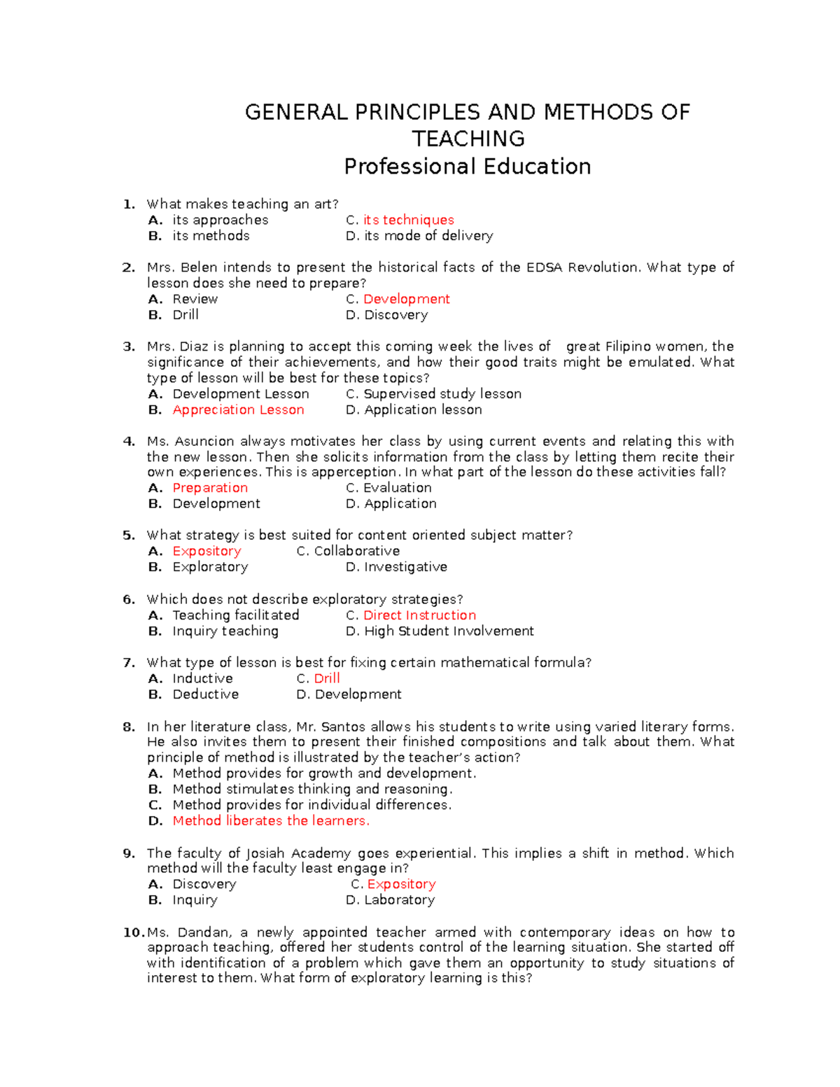 Principles of Education: Teaching Methods & Strategies Overview - Studocu