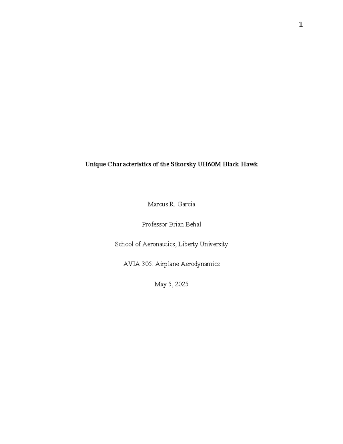 AVIA 305: Final Research on Sikorsky UH60M Black Hawk Aerodynamics ...
