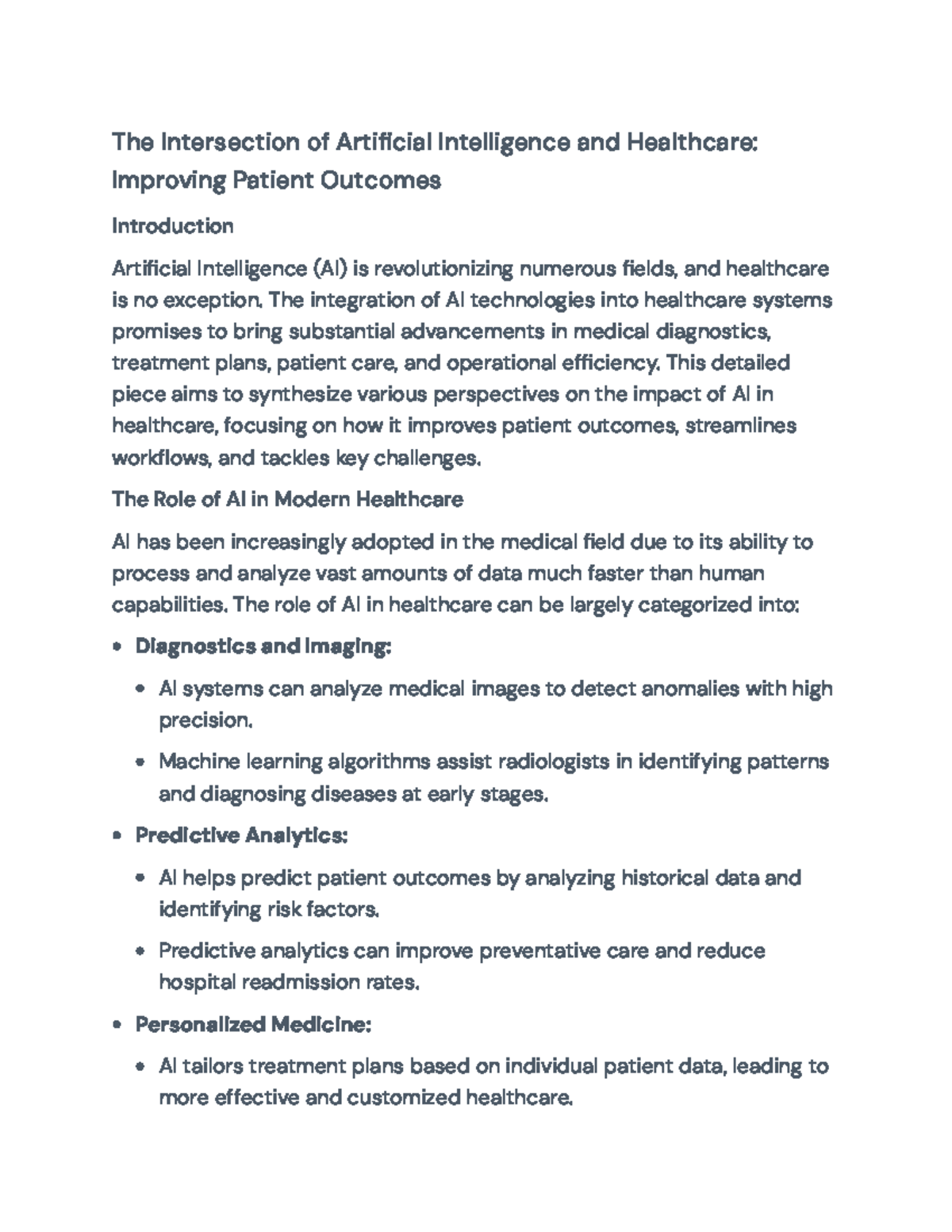 AI in Healthcare: Enhancing Patient Outcomes and Operational Efficiency ...