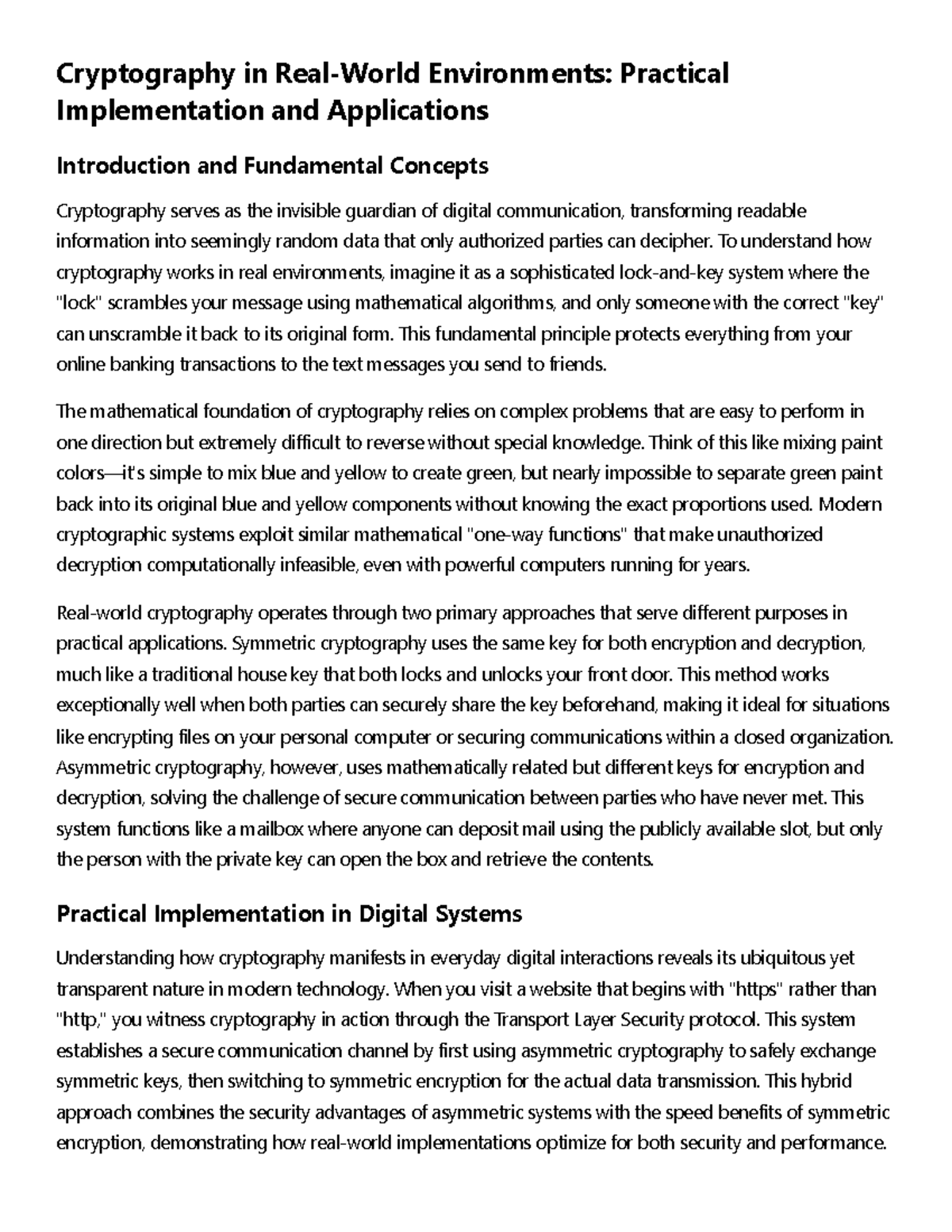 Cryptography in Real-World Environments: Practical Applications and ...