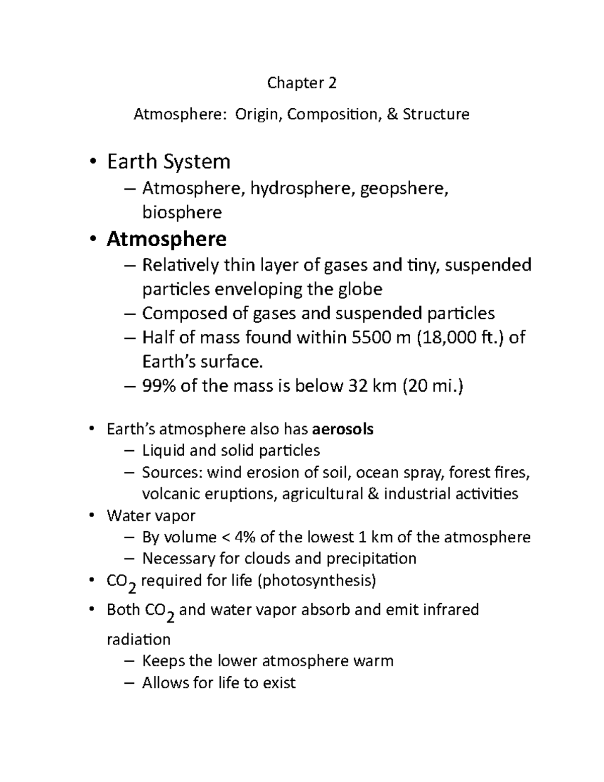 Chapter 2: Introduction to the Atmosphere & Its Components - Studocu