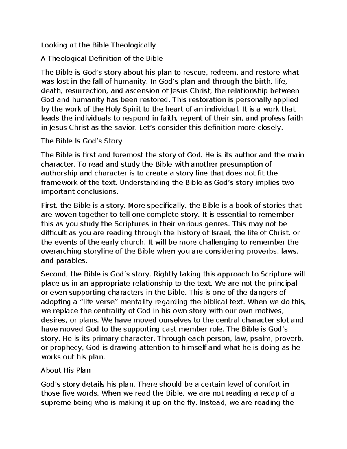 Theological Insights on the Bible's Narrative and Restoration Plan ...