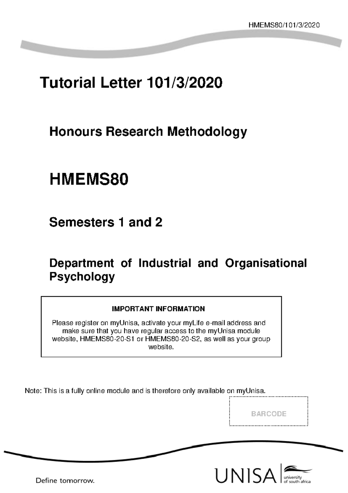 HMEMS80 Tutorial Letter 101 3 2020 - Tutorial Letter 101/3/ 2020 ...
