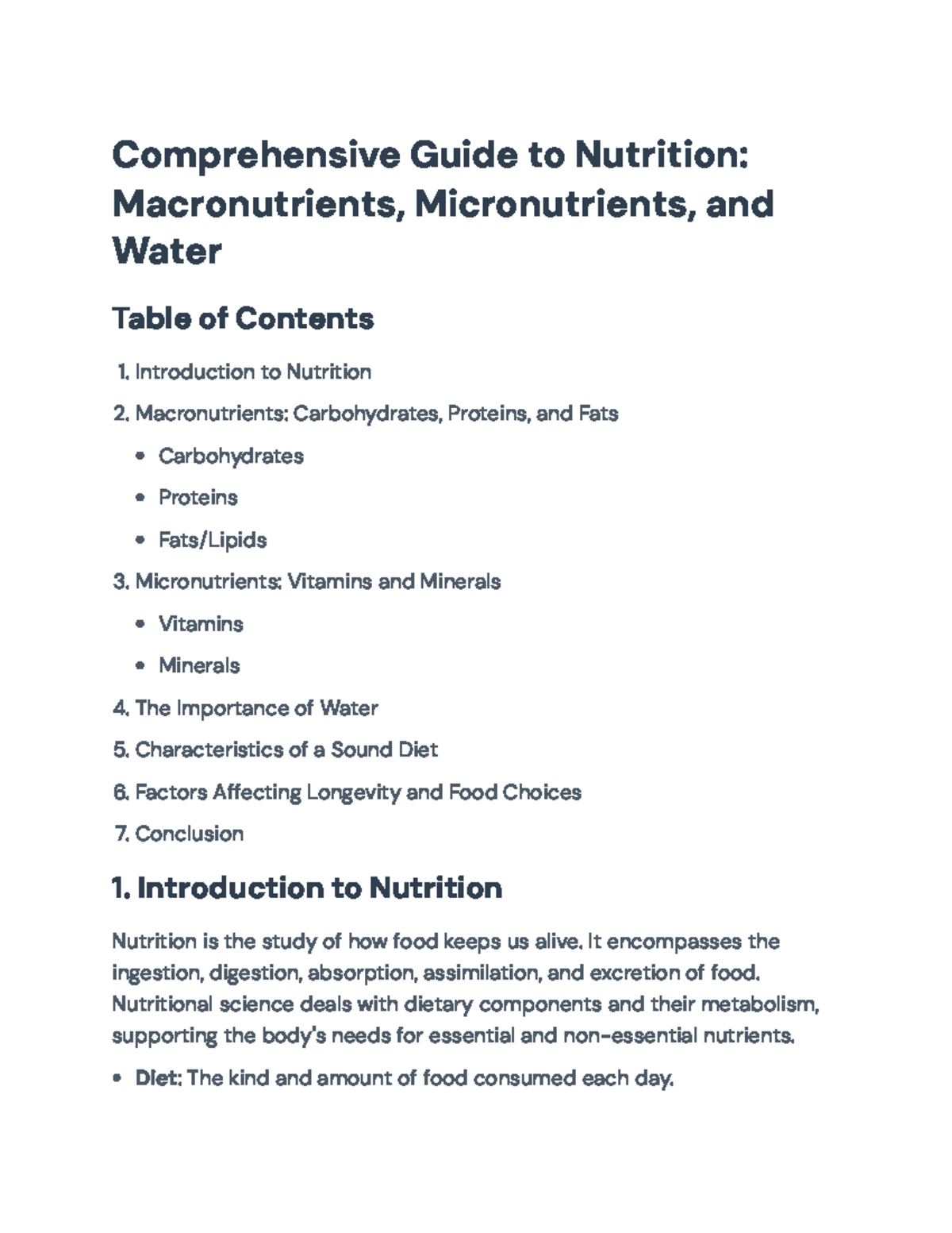 Comprehensive Nutrition Overview: Macronutrients, Micronutrients ...