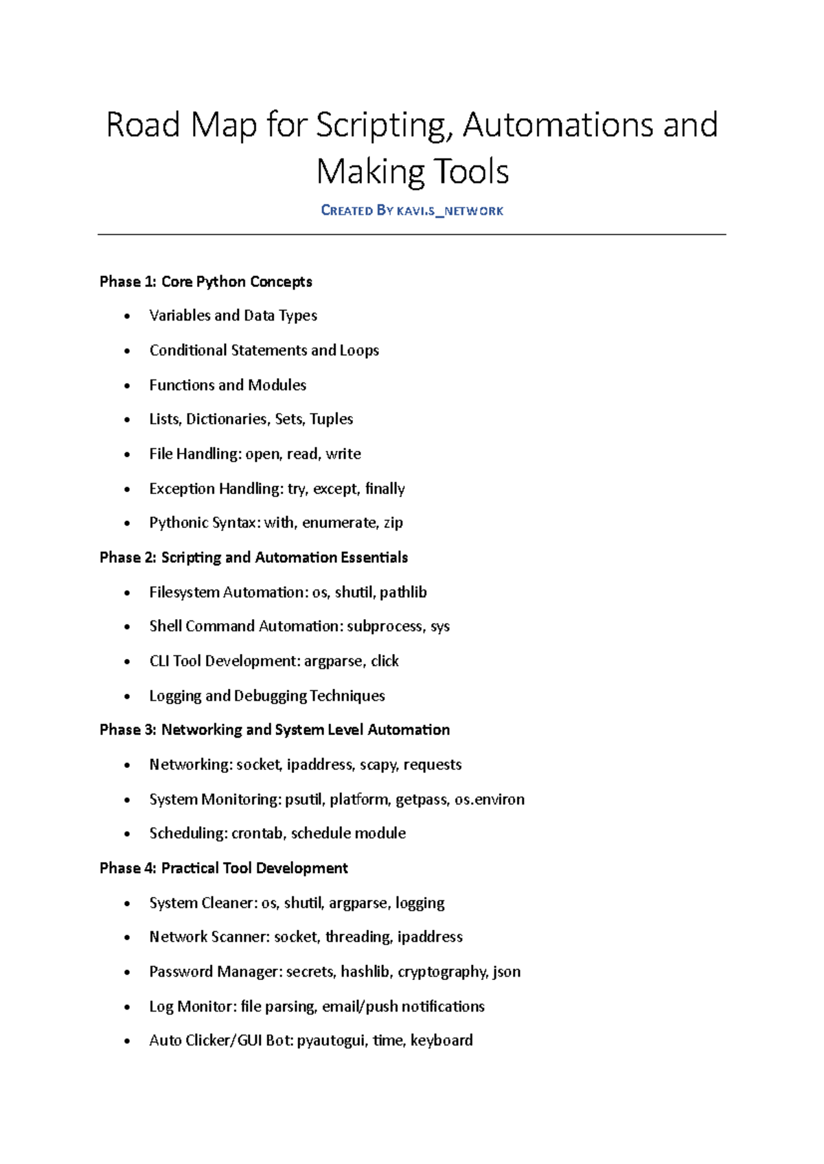 Road Map for Scripting & Automation - Core Python Concepts - Studocu
