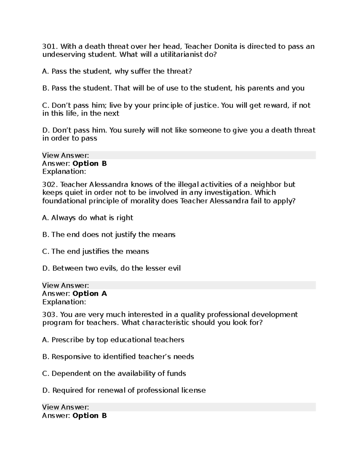 Professional Education 301: Ethics and Decision-Making Scenarios - Studocu