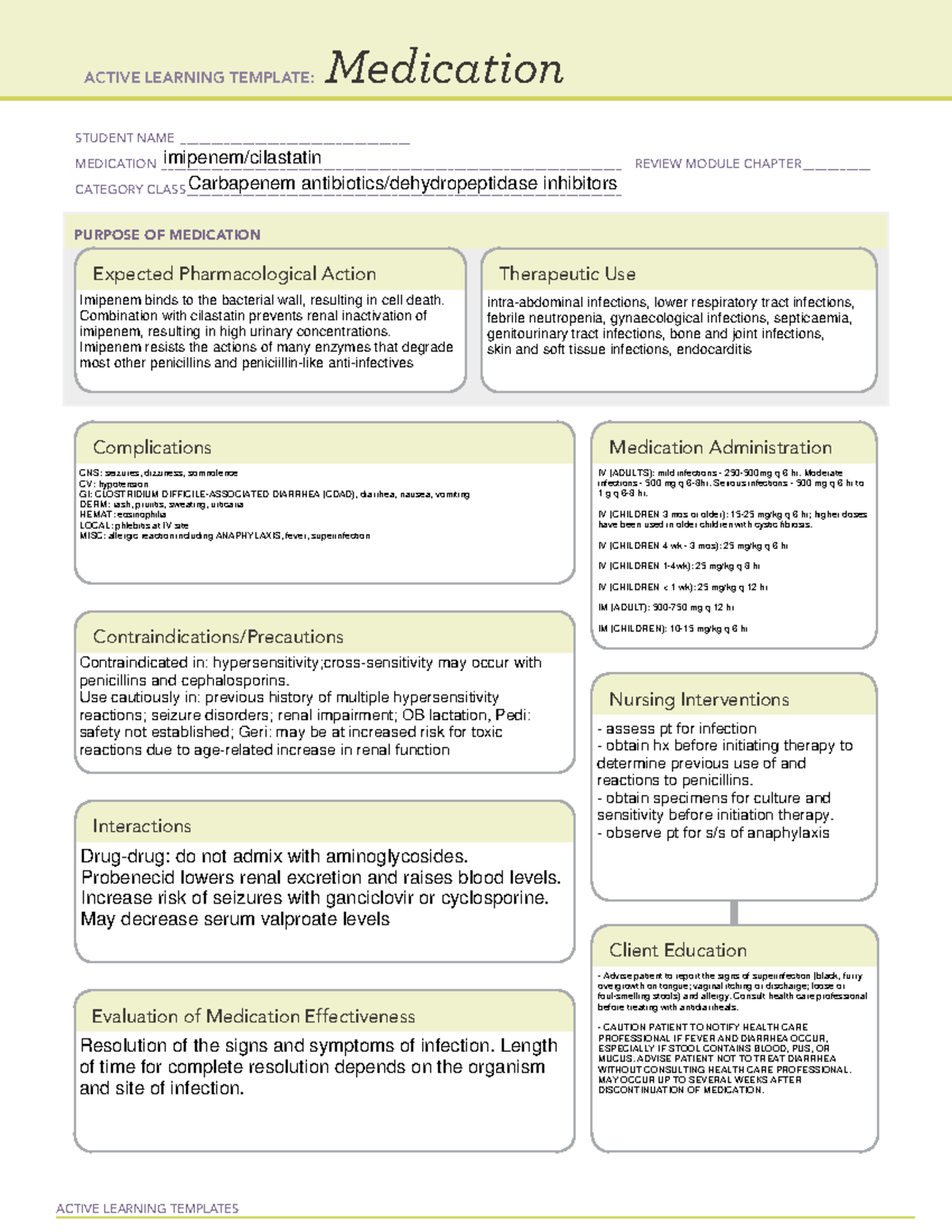 ALT medication week2 - ACTIVE LEARNING TEMPLATES Medication STUDENT ...