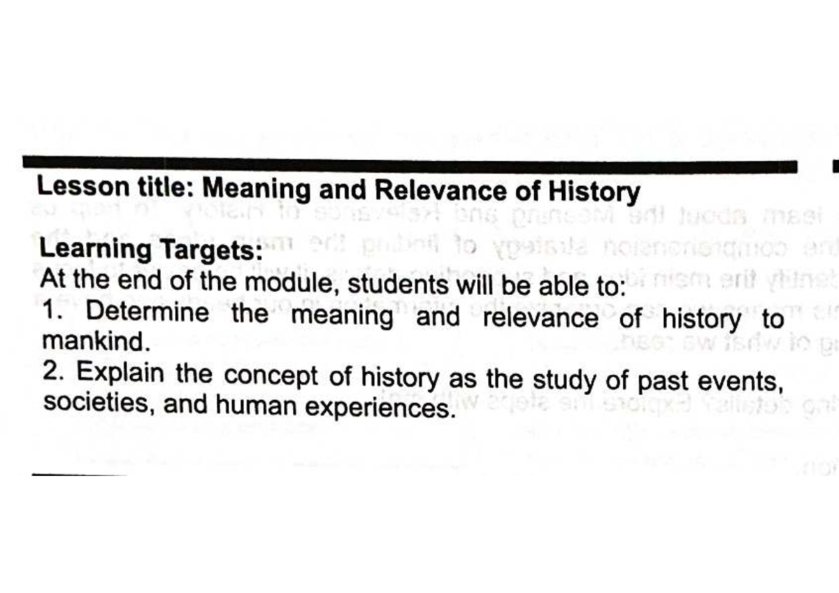 Gen 004 L1-2: Understanding the Meaning and Relevance of History - Studocu