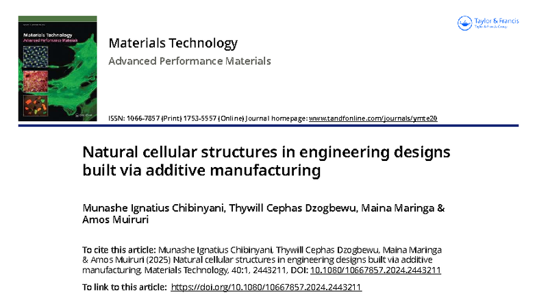 Natural Cellular Structures in Engineering Designs via Additive ...