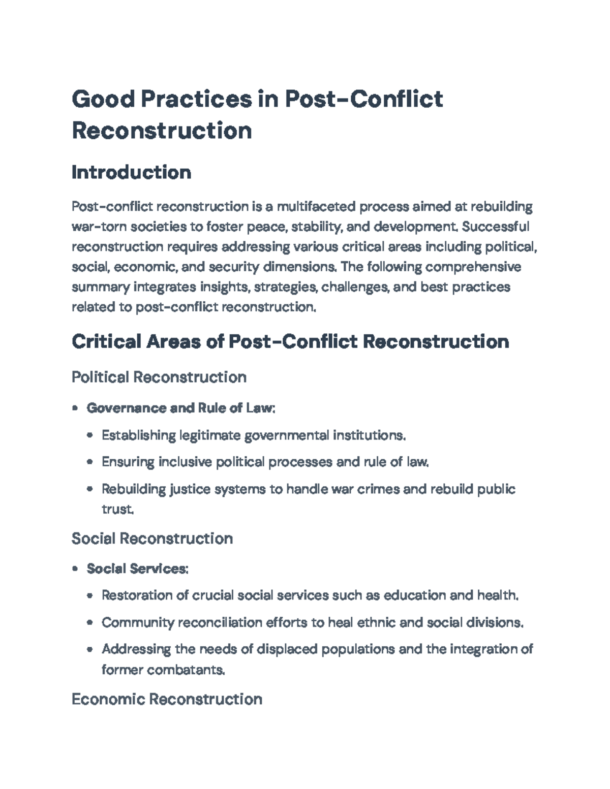 Post-Conflict Reconstruction Strategies: Key Challenges & Best ...