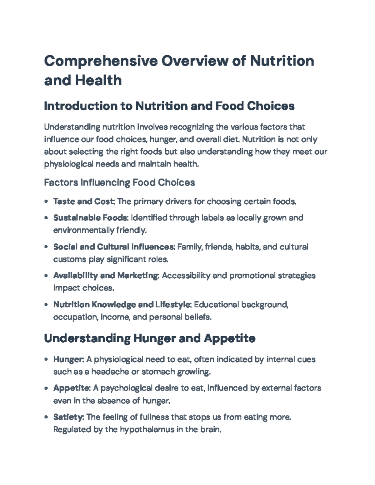 Comprehensive Overview of Nutrition and Dietary Recommendations (NUTR ...