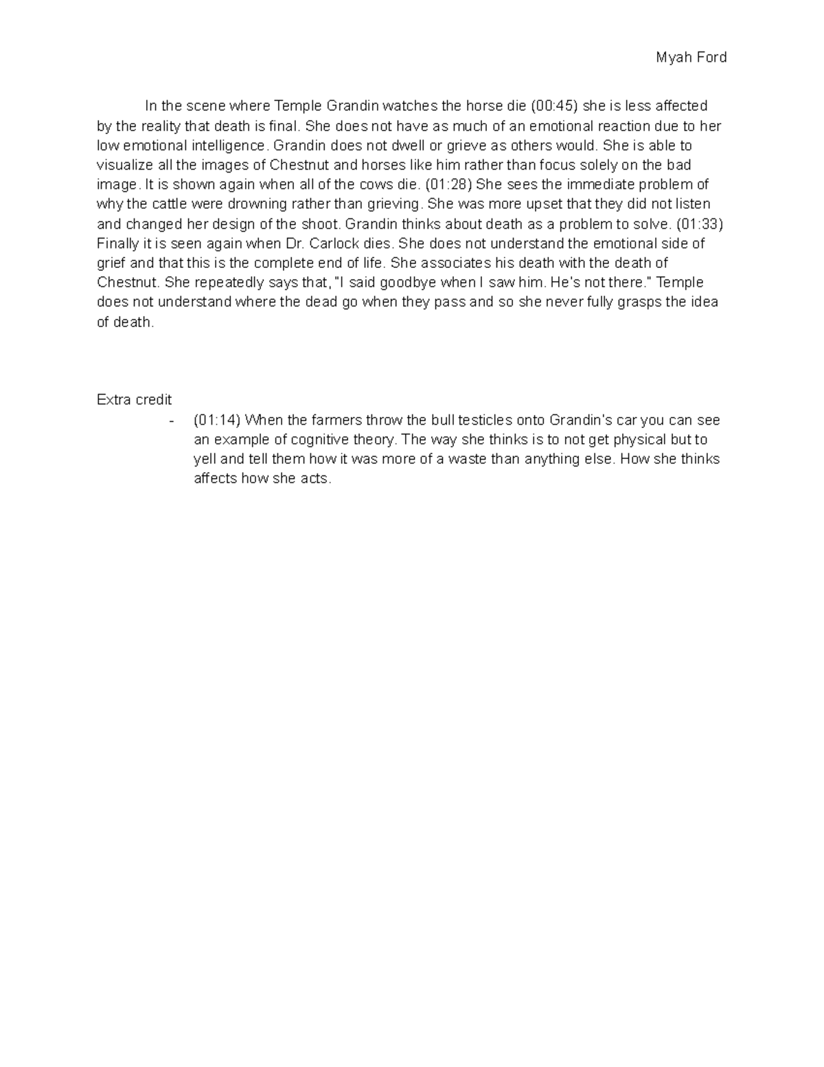 Analysis of Temple Grandin's Perspective on Death and Grief - Myah Ford ...