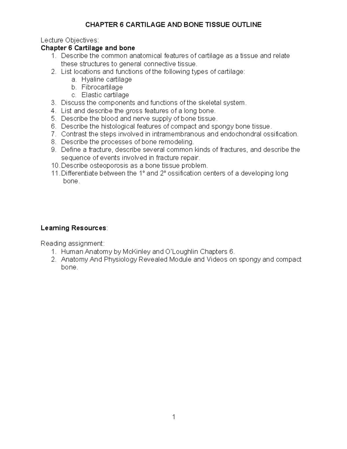 CHAPTER 6: CARTILAGE AND BONE TISSUE OVERVIEW FOR ANATOMY COURSE - Studocu
