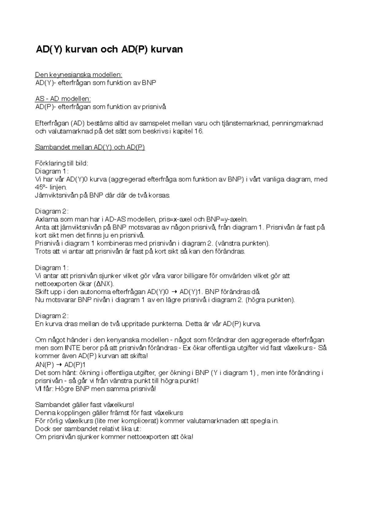 AD(Y) och AD(P) kurvorna - AD(Y) kurvan och AD(P) kurvan Den ...