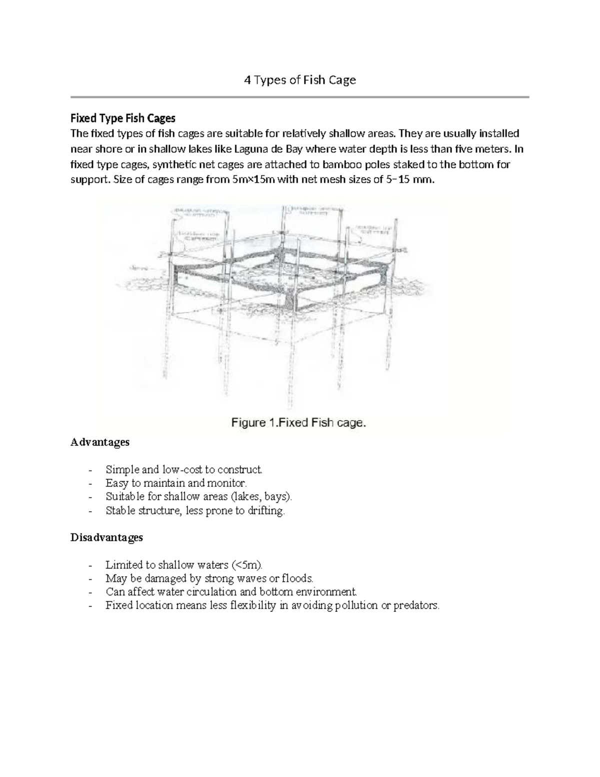 4 Types of Fish Cages: Fixed, Floating, and Submersible Overview - Studocu