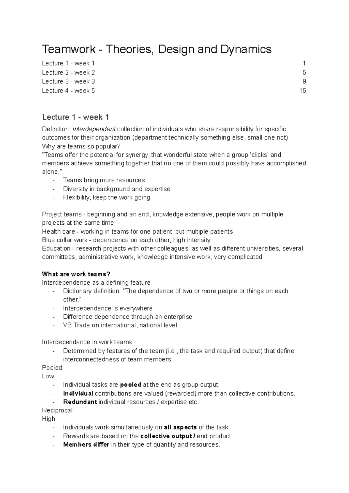 Teamwork Theories, Design and Dynamics: Lecture Series Overview ...