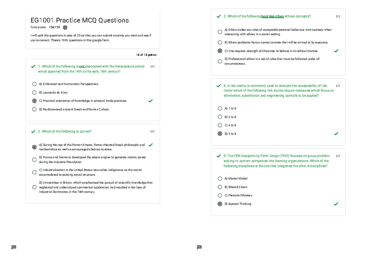 EG1001 Practice 180 MCQ Questions for Engineering Ethics Exam Prep ...