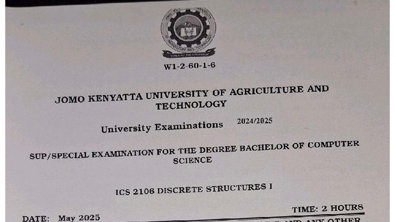 ICS 2106 Discrete Structures I - Exam Notes - Studocu