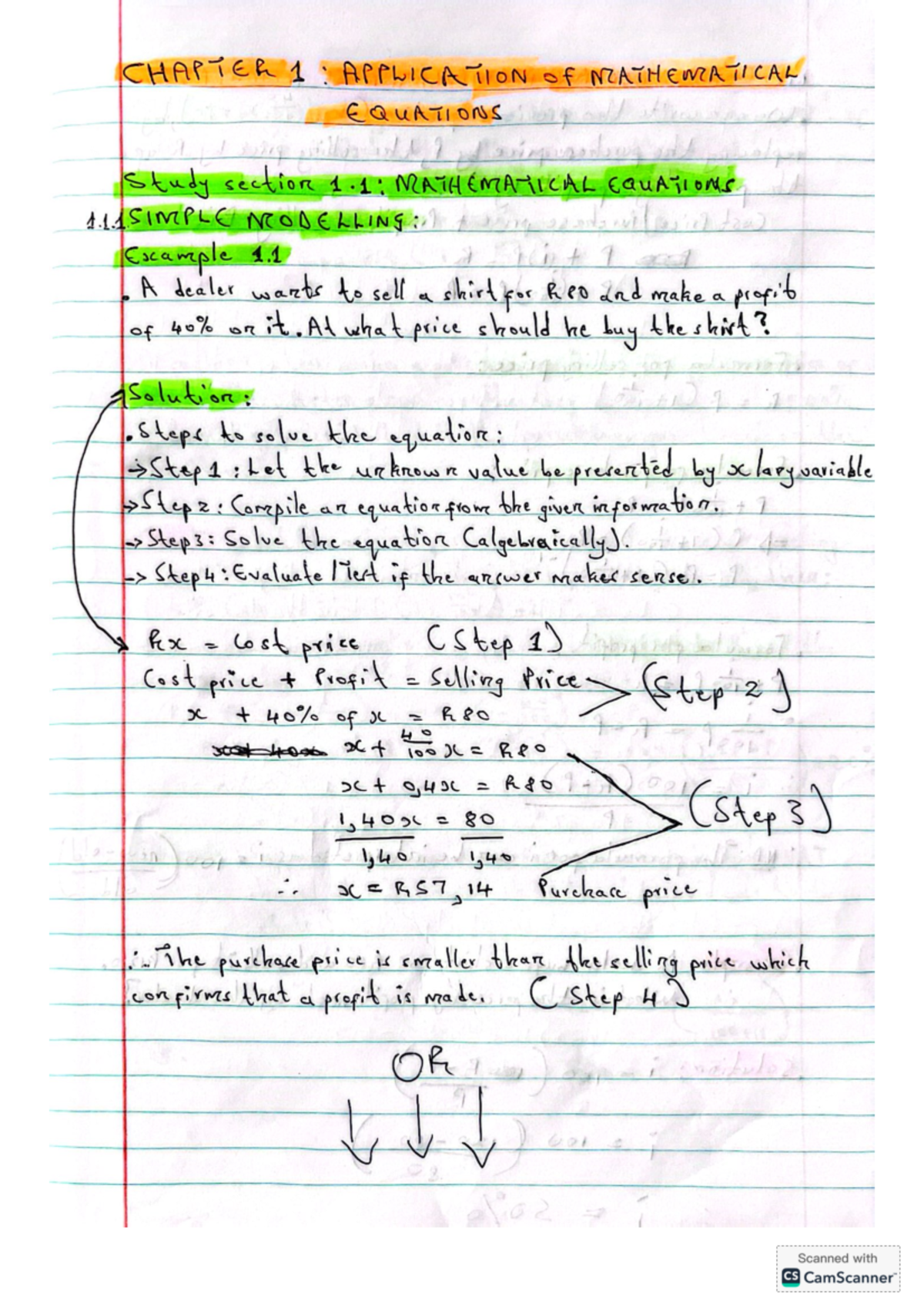 MTHS 112 Chapter 1: Application of Mathematical Equations (Week 1) - Studocu
