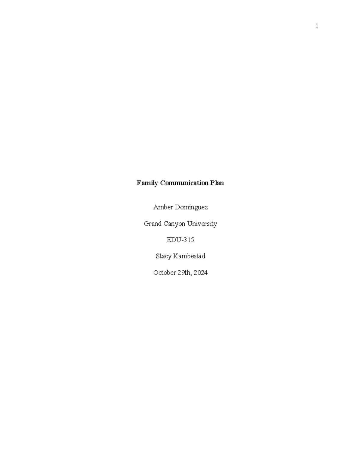 Family Communication Plan - Family Communication Plan Amber Dominguez ...