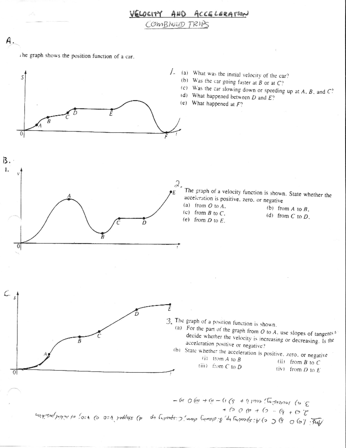 Velocity and Acceleration Combined Trips Worksheet (Physics 101) - Studocu