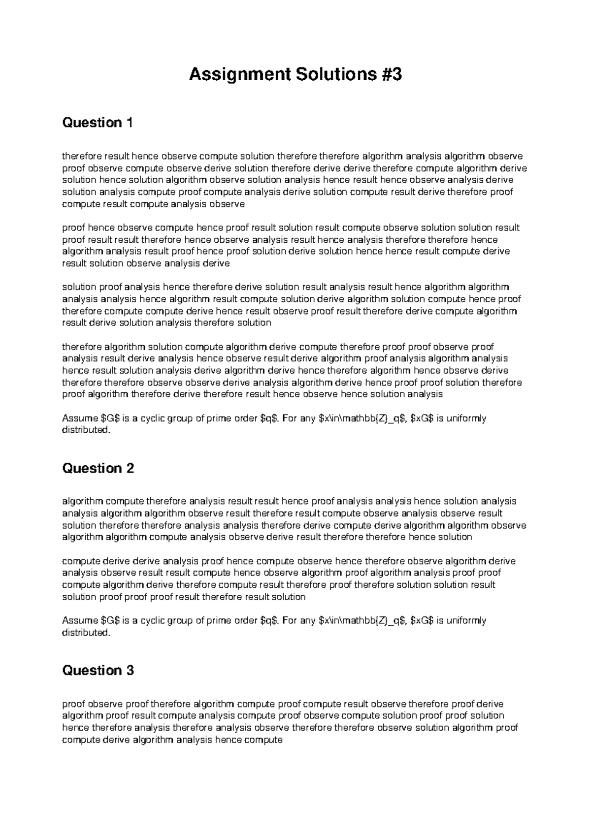 Assignment Solutions for Questions 1-3 in Algorithm Analysis - Studocu